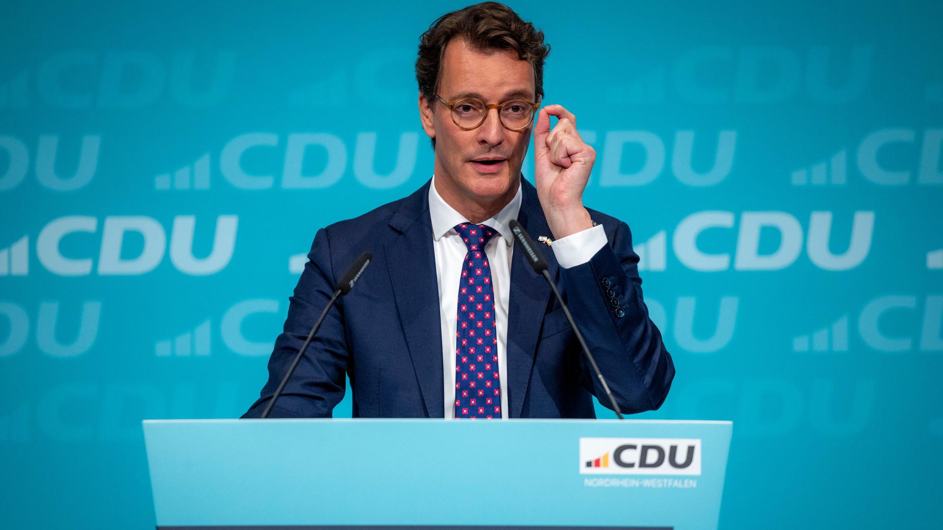 CDU-Parteitag in Nordrhein-Westfalen - Wüst mit knapp 97 Prozent als Landesvorsitzender bestätigt