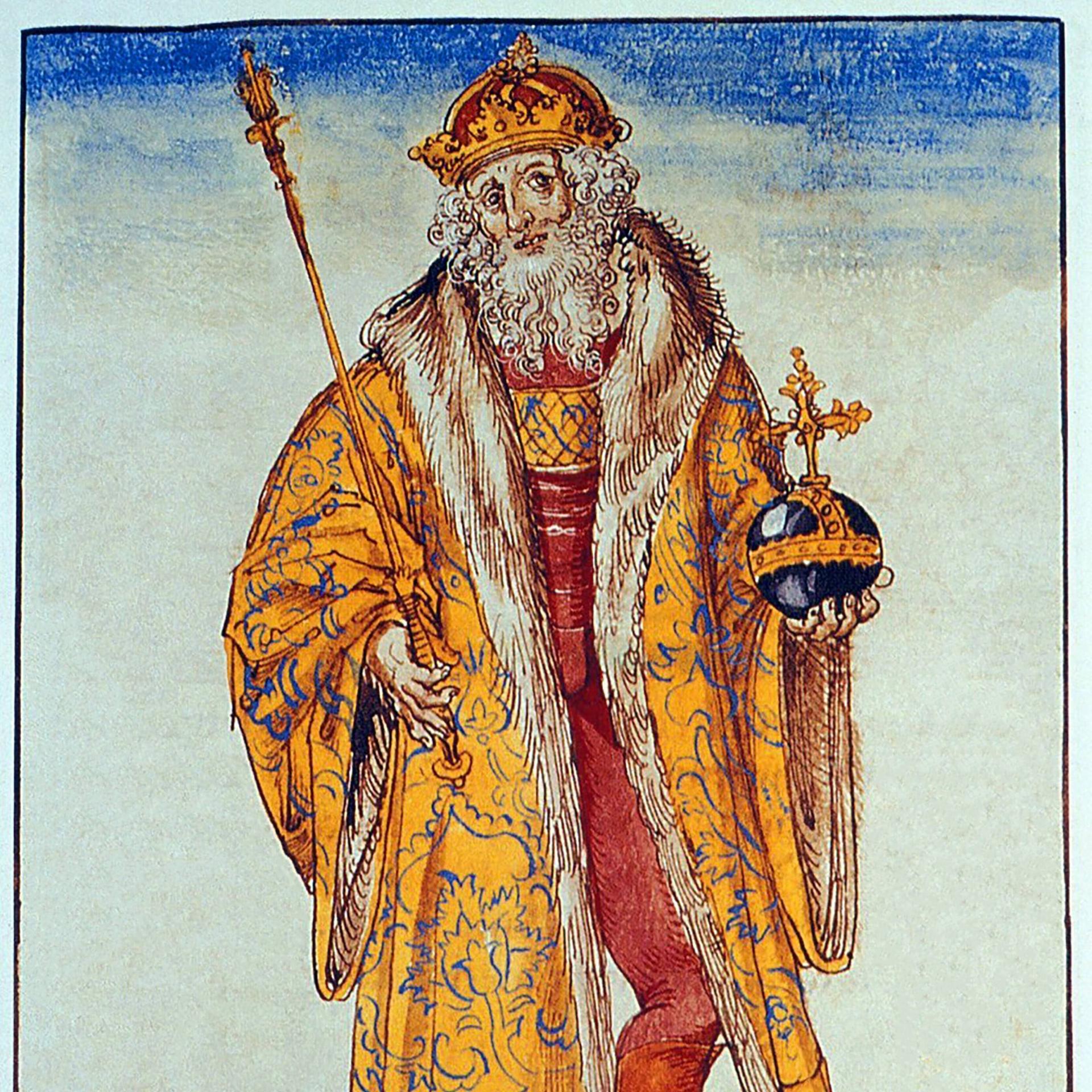 Ein Gemälde des Herrschers Otto I., genannt Otto I. der Große. Es zeigt ...